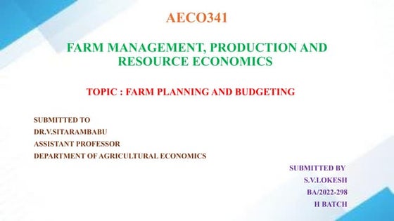 Farm planning and budgeting | PPTX