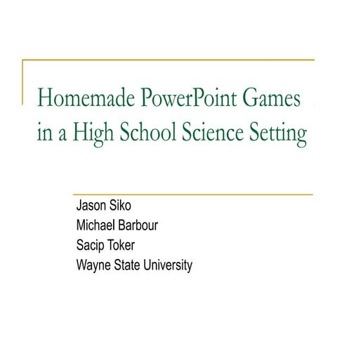 AECT 2010 - Homemade PowerPoint Games in a High School Science Setting ...