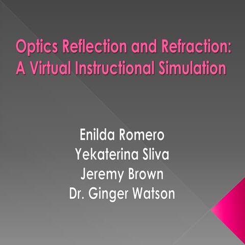 Optics Reflection and Refraction: A Virtual Simulation | PPT