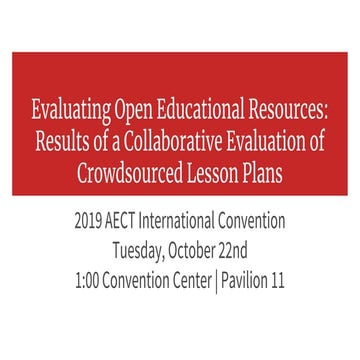 Evaluating Open Educational Resources: Results of a Collaborative ...