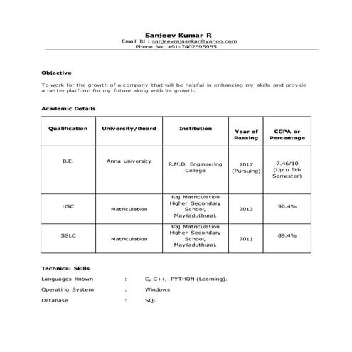 Sanjeev Kumar R | DOCX