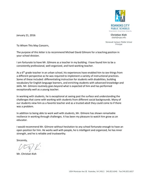 Elizabeth Crites letter of recommendation | PDF