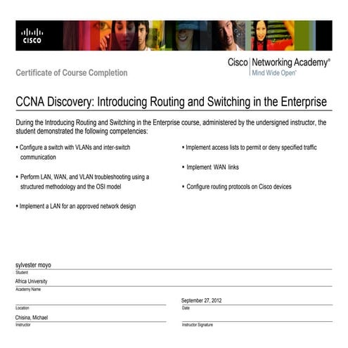 CCNA Level 3 Certificate | PDF