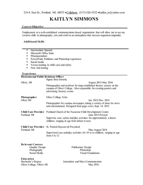 Resume Spring 2016 | PDF