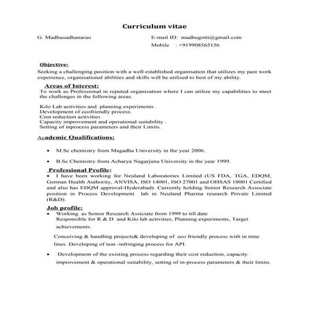 madhu cv | PDF