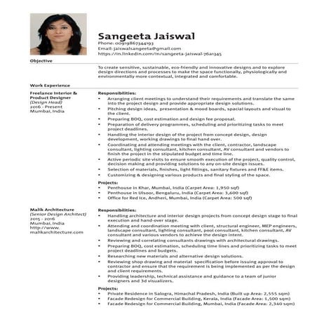 sangeeta_resume_ARCHITECT | PDF