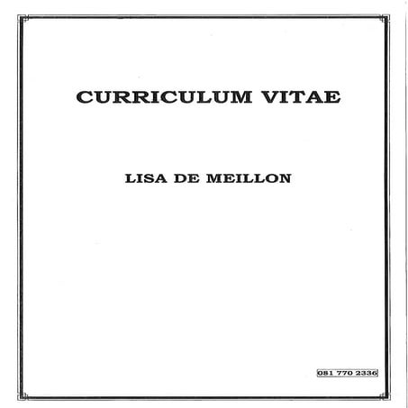 CV WITH ATTACHMENTS LISA DE MEILLON | PDF