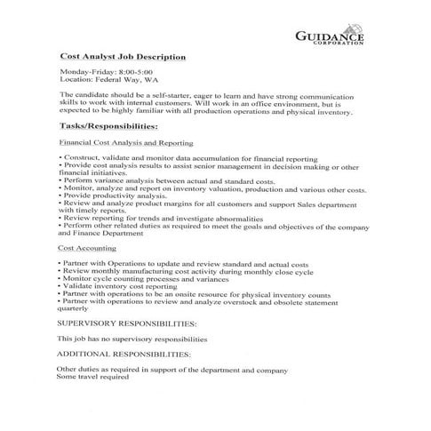 Cost Analyst | PDF