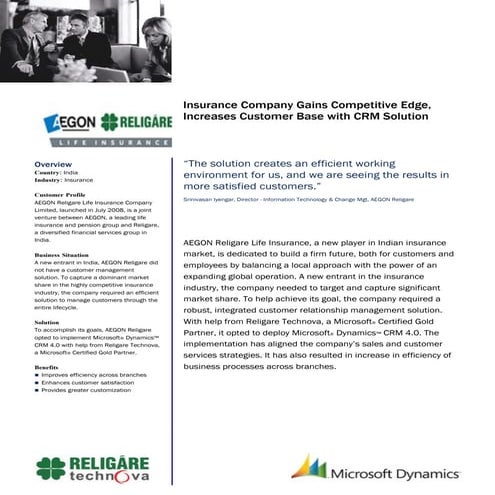 Microsoft India – AEGON Religare Case Study | PDF