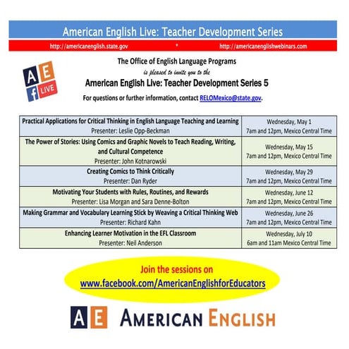 Calendario del American English Teacher Development Series 5 | PDF | Education