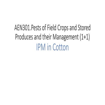 INTEGRATED PEST MANAGEMENT IN COTTON | PPTX | Agriculture | Industries