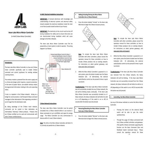 Aeon labs micro motor controller manual us | PPT