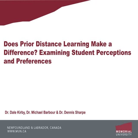 AERA 2012 - Does Prior Distance Learning Make a Difference? Examining Student Perceptions and ...