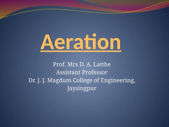 areation and types of aeration in waste water treatment | PPTX ...