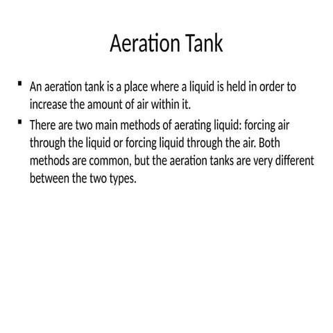 Presentation on Aeration Tank and its uses | PPTX
