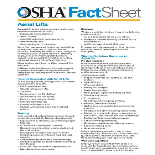 Aerial Lifts Factsheet | PDF