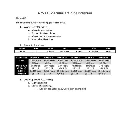 Aerobic program example | PDF