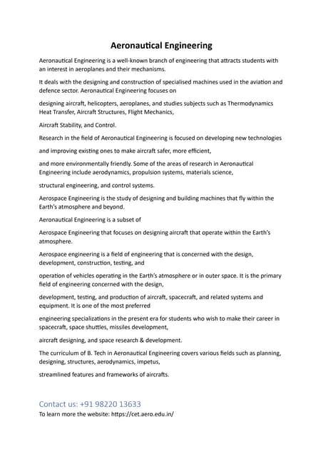 Aerospace Engineering: What it's Actually About? | PPT