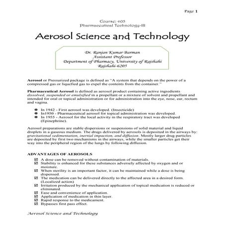 Propellants in aerosols | PPTX
