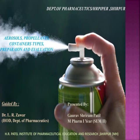 Aerosol : as drug delivery system. | PPT
