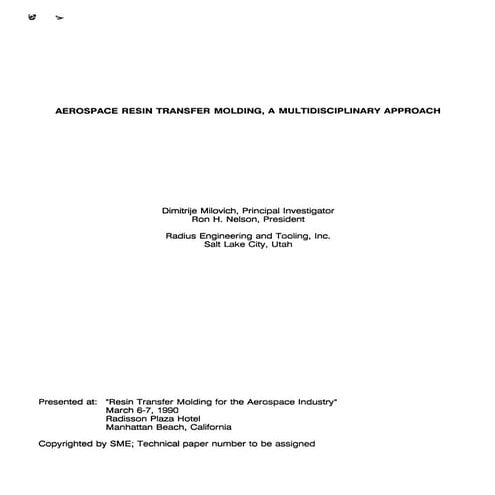 Aerospace Resin Transfer Molding, A Multidisciplinary Approach ...