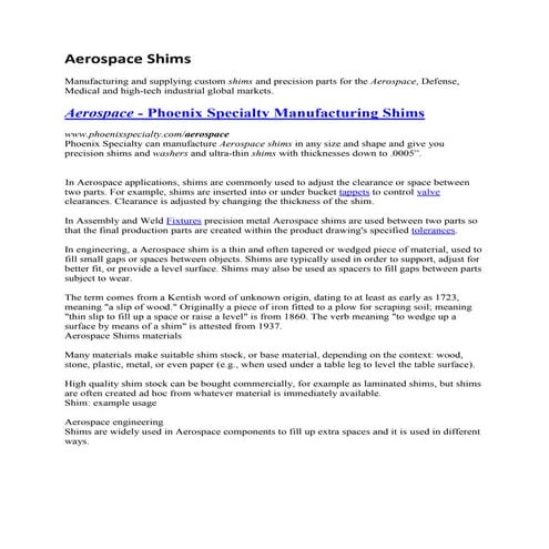 Aerospace shims | PDF