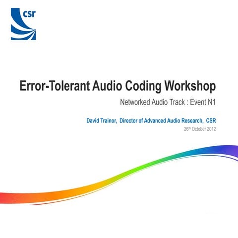 Aes 2012 Error Tolerant Coding Workshop Ppt 1988