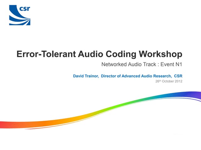Aes 2012 Error Tolerant Coding Workshop Ppt 1988