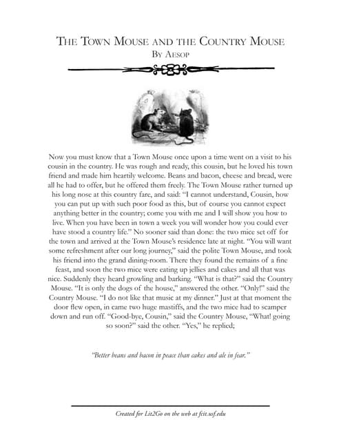 The town-mouse-and-the-country-mouse | PDF