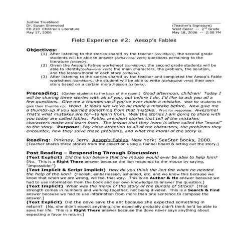 Aesop's fables lesson plan | PDF