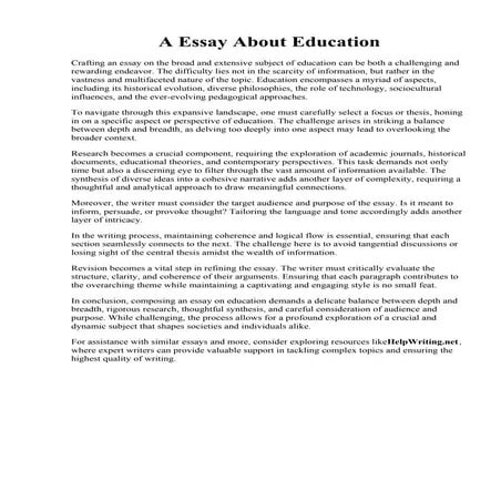 A Essay About Education | PDF