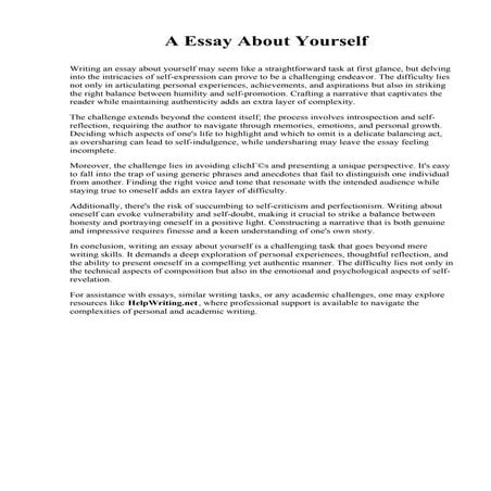 A Essay About Yourself. Northern Oklahoma College | PDF