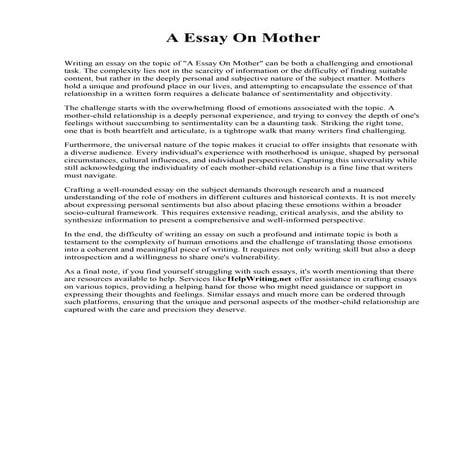 Mother Daughter Relationship Essay.pdfMother Daughter Relationship ...