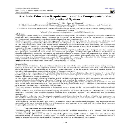 Aesthetic education requirements and its components in the educational ...