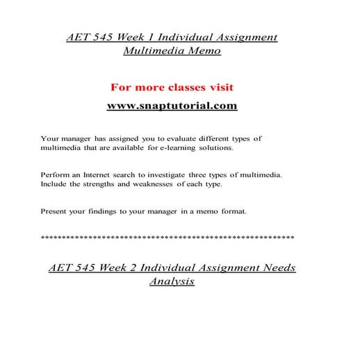 AET 545 Massive Success / snaptutorial.com