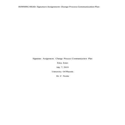 Aet 560 week 6 individual assignment signature assignment change process communication plan | PDF
