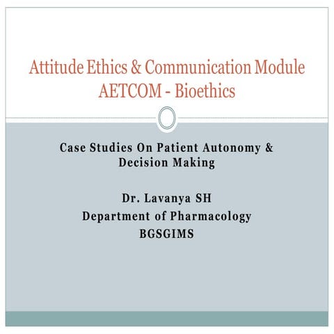 AETCOM module: Bioethics for Undergraduate Medical Students | PDF