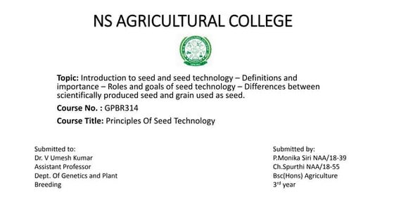 Seed science and technology - Basics | PPT