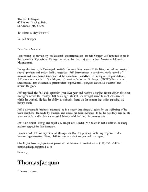 Rocky Wade Letter of reference | PDF