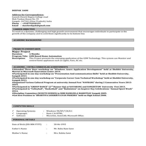 CV_deepak_saini | DOC | Technology & Computing