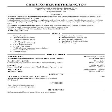 Christopher Hetherington CV telescopic | PDF