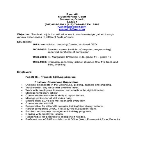 Shipping And Receiving Manager Resume | DOC
