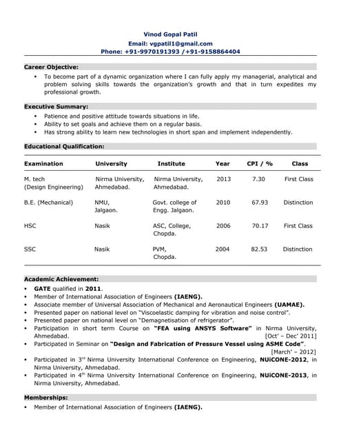 Dinesh Resume | PDF | Mechanical and Industrial Engineering Industry ...