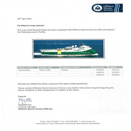 Cert of Service & Reference letters | PDF