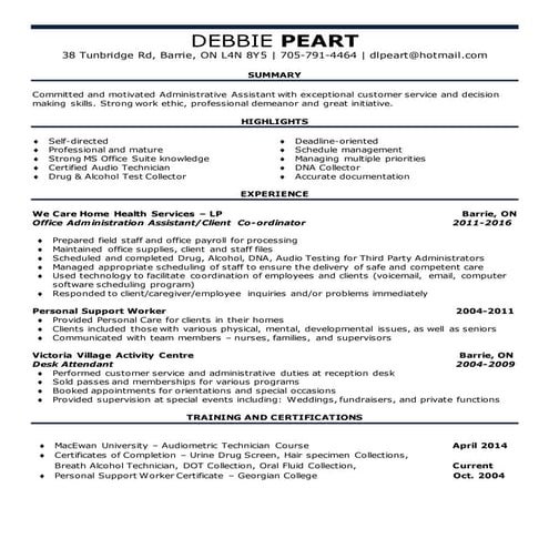 Debbie Peart_Resume 2016 | PDF