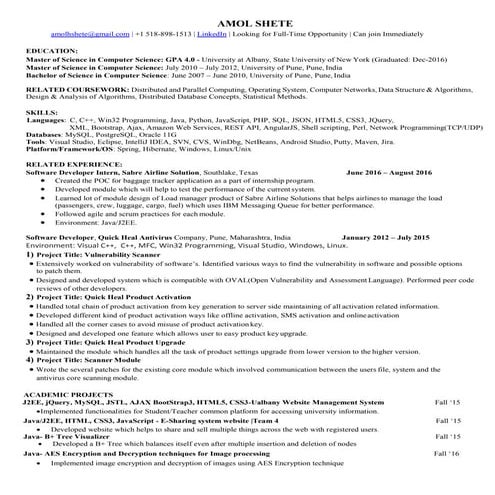 Amol Shete Resume | PDF