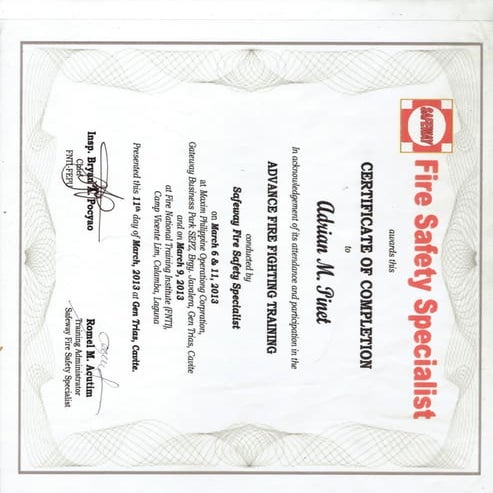 ACTUAL TRAINING_ADVANCE FIRE FIGHTING | PDF