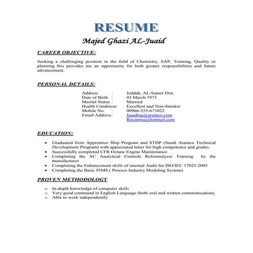 Juaid Majed's CV | PDF