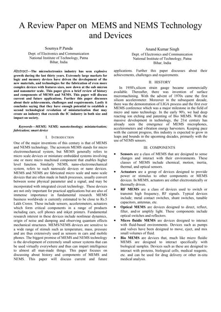 Micro Electromechanical System (MEMS) | PPT
