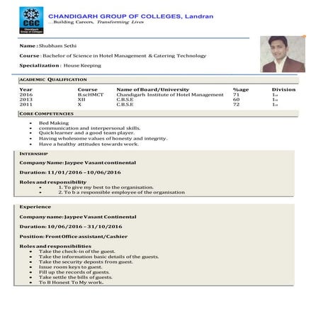 Final - Resume - HMCT Shubham | DOCX